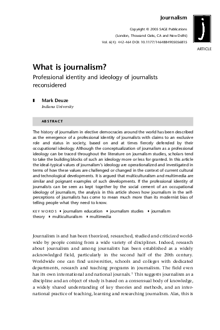 (PDF) What is Journalism? Profesional identity and ideology of ...