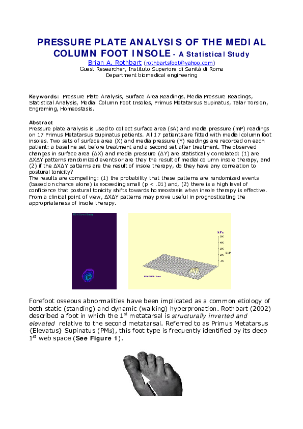 (PDF) Pressure Plate Analysis of the Medial Column Foot Insole