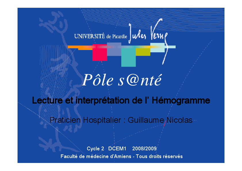 (PDF) Lecture et interprétation de l' Hémogramme