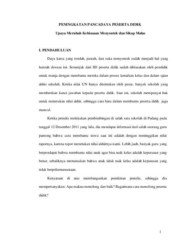 (PDF) PENINGKATAN PANCADAYA PESERTA DIDIK Upaya Merubah Kebiasaan ...