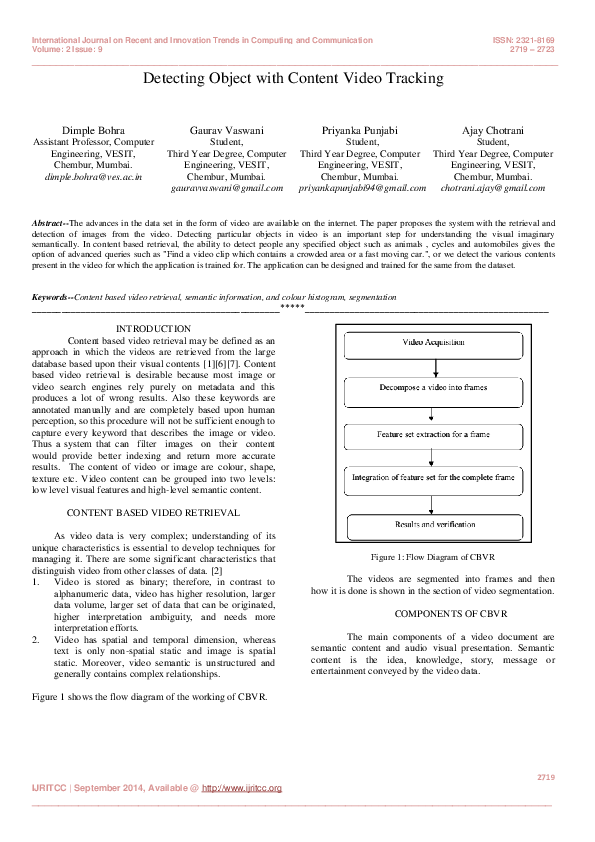 (PDF) Detecting Object with Content Video Tracking