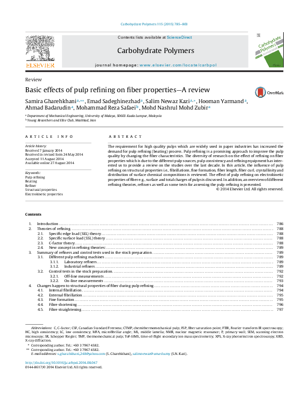(PDF) Basic effects of pulp refining on fiber properties—A review