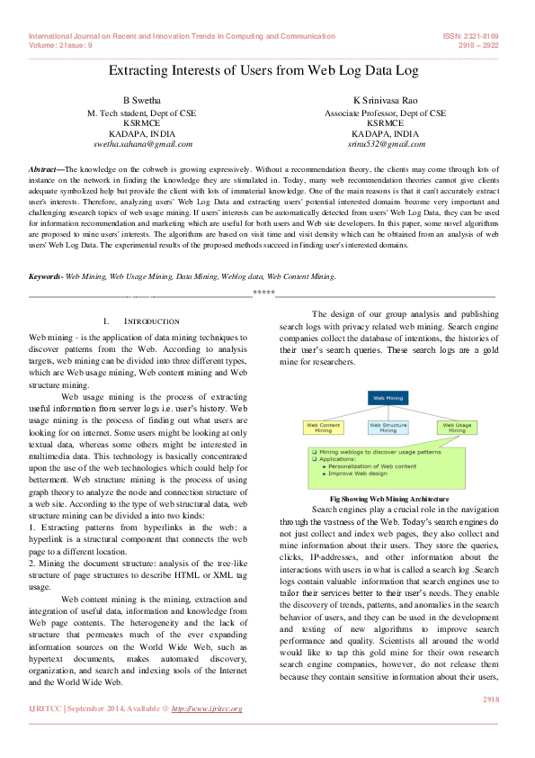 (PDF) Extracting Interests of Users from Web Log Data Log