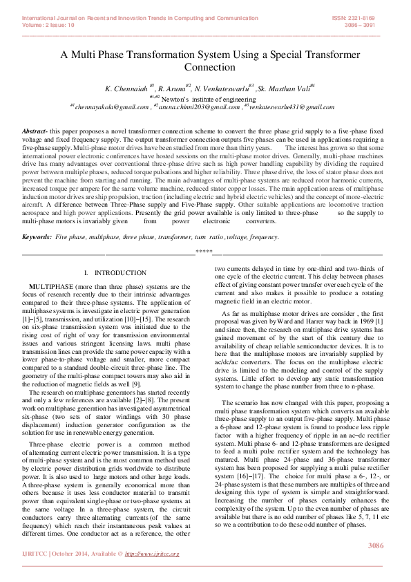 (PDF) A Multi Phase Transformation System Using a Special Transformer ...