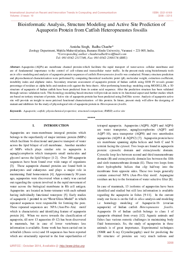 (PDF) Bioinformatic Analysis, Structure Modeling and Active Site ...