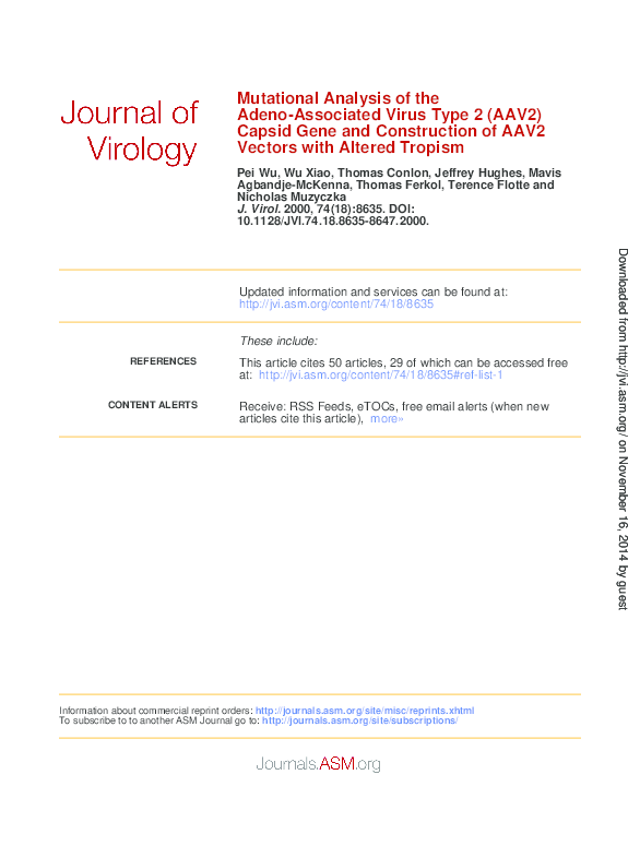 (PDF) Mutational Analysis of the Adeno-Associated Virus Type 2 (AAV2 ...