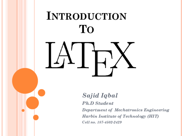 (PDF) Introduction to LaTeX