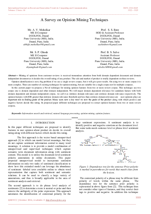 (PDF) A Survey on Opinion Mining Techniques