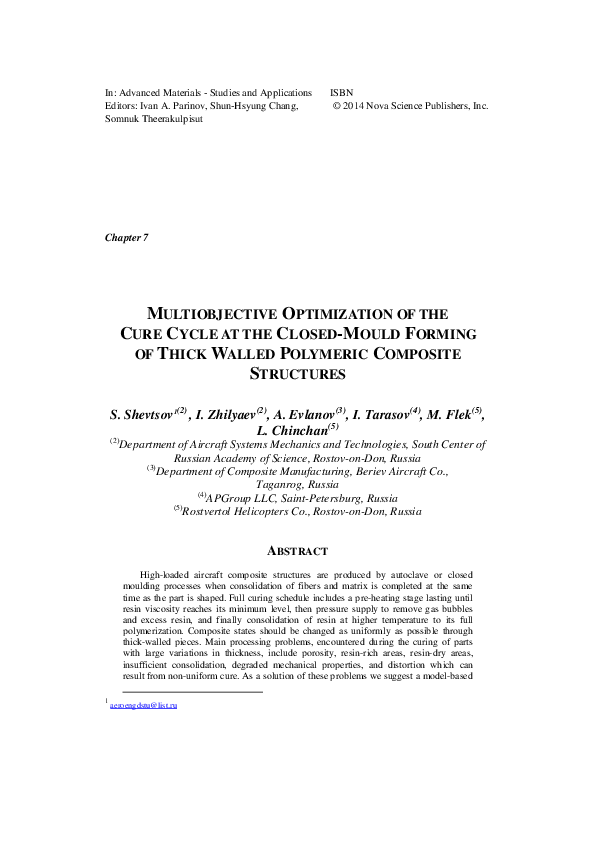 Pdf Multiobjective Optimization Of The Cure Cycle At The Closed Mould Forming Of Thick Walled
