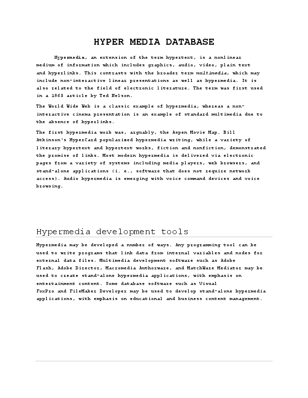 (DOC) HYPER MEDIA DATABASE