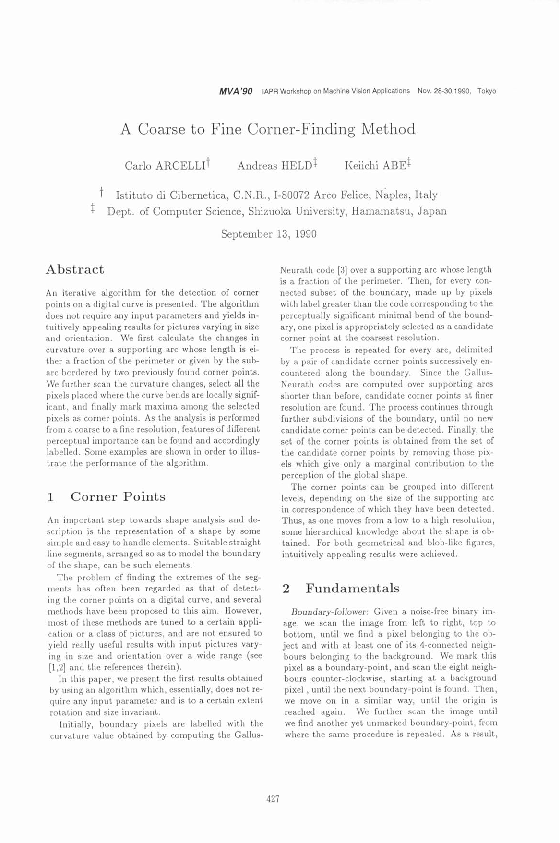 (PDF) A Coarse to Fine Corner-Finding Method