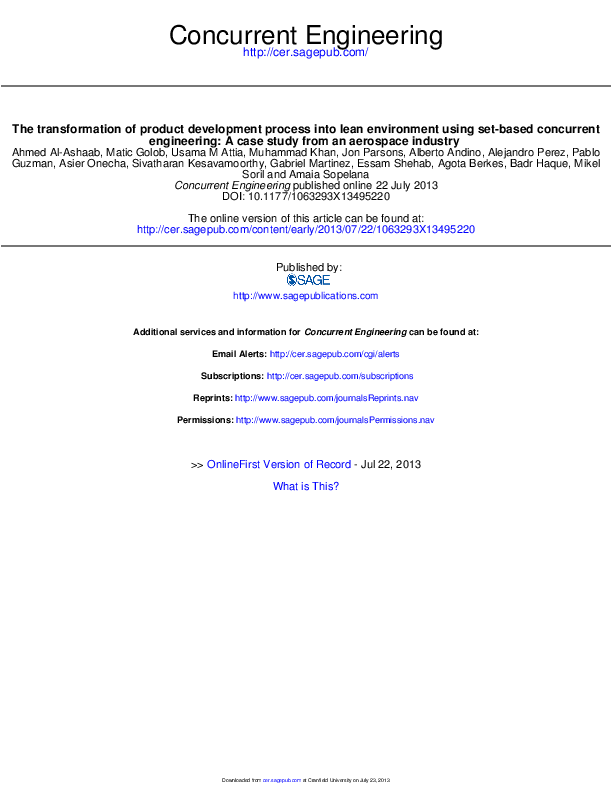 (PDF) The Transformation of Product Development Process Into Lean Environment Using Set-Based ...
