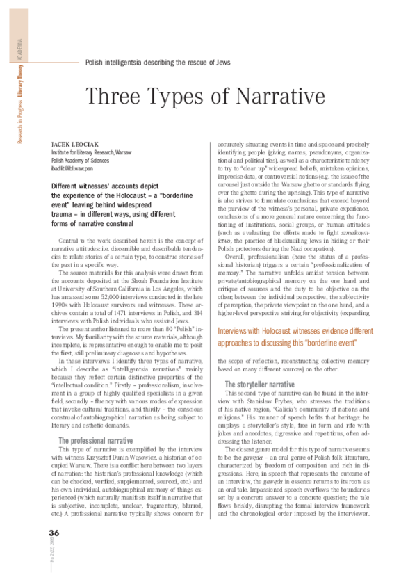 (PDF) Three Types of Narrative