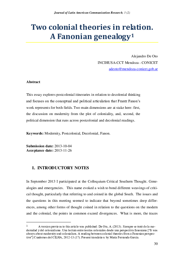 (PDF) Two colonial theories