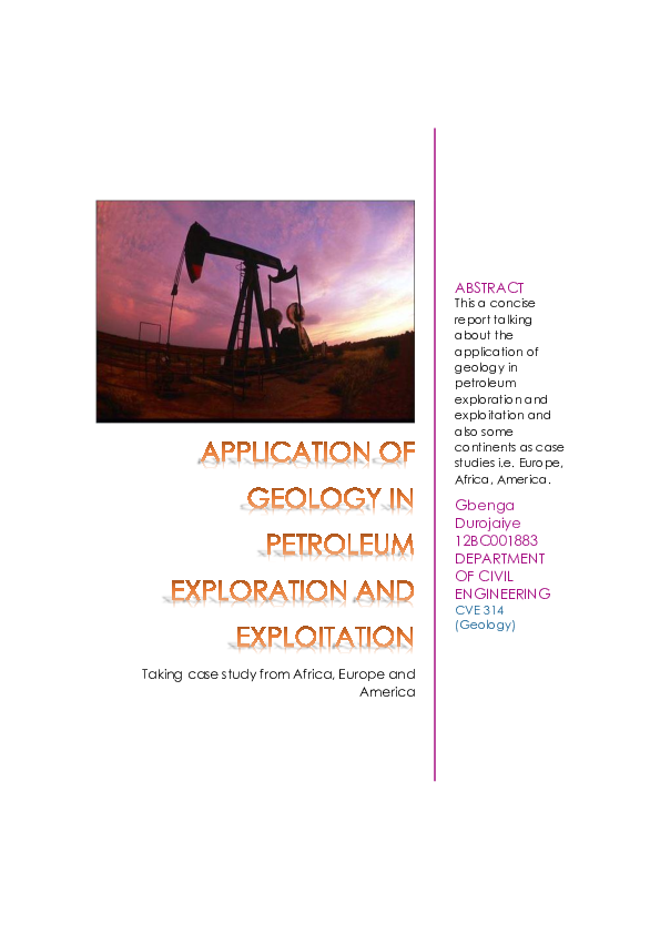 (PDF) Application of Geology in Petroleum Exploration and Exploiatation