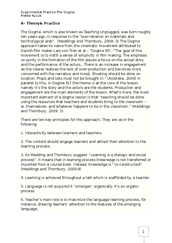 (DOC) The Dogme - Delta Module 2 (Experimental Practice)