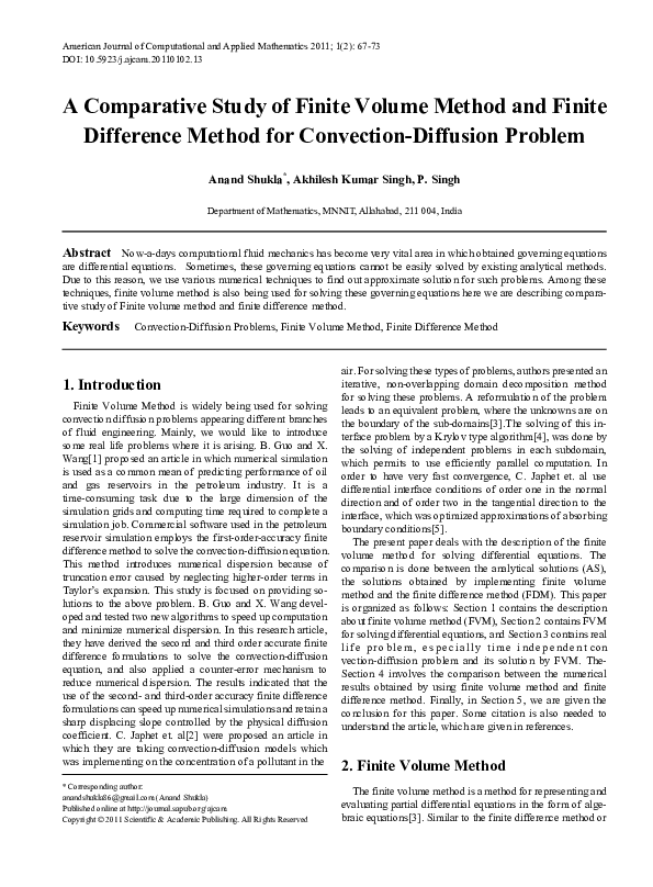 (PDF) A Comparative Study of Finite Volume Method and Finite Difference ...