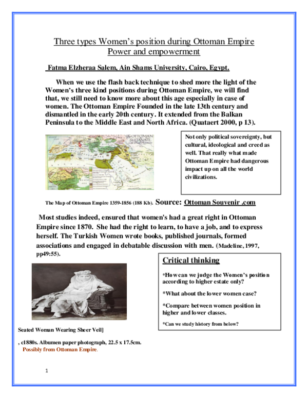 (PDF) Three types Women’s position during Ottoman Empire Power and ...