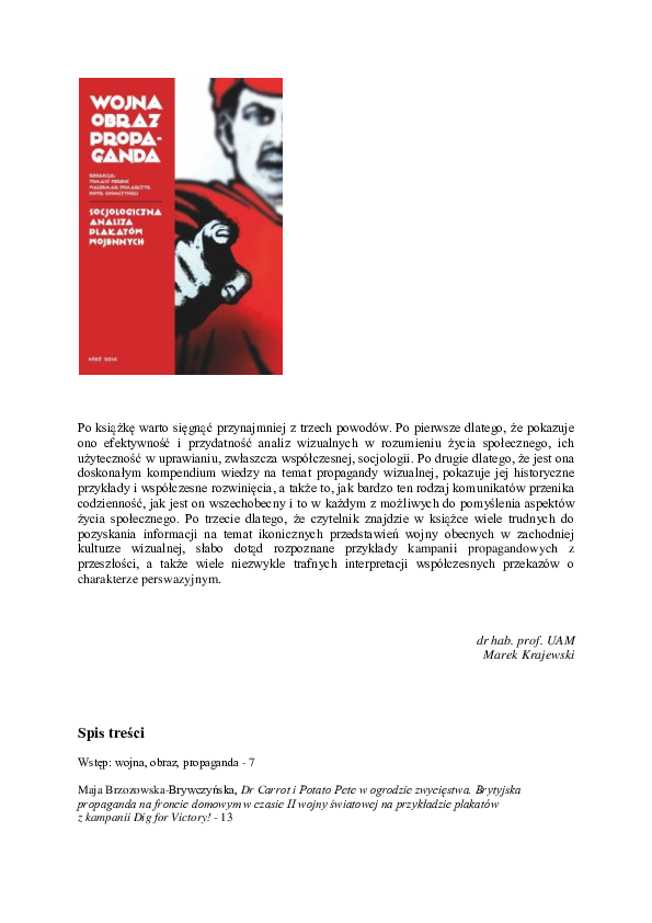 (DOC) Wojna, obraz propaganda. Socjologiczna analiza plakatów wojennych.