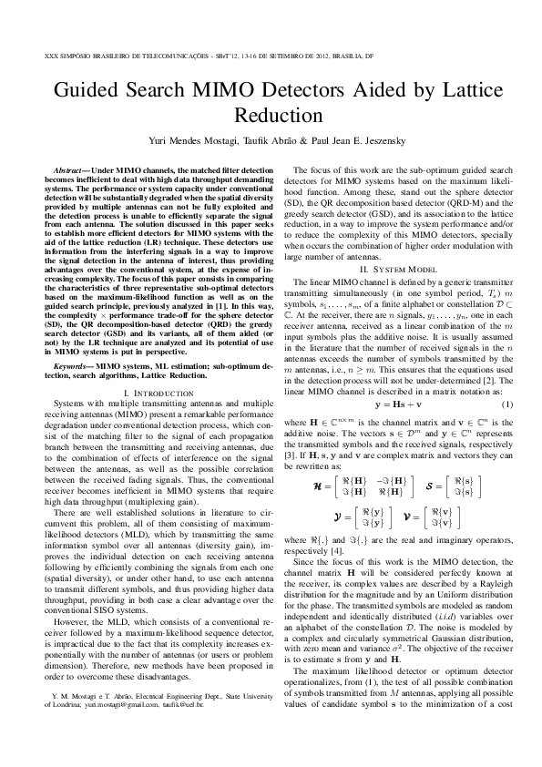 (PDF) Guided Search MIMO Detectors Aided by Lattice Reduction