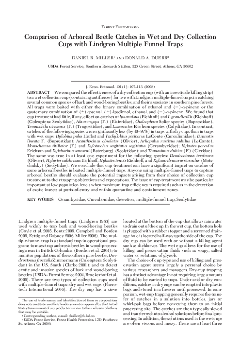 (PDF) Comparison of Arboreal Beetle Catches in Wet and Dry Collection ...