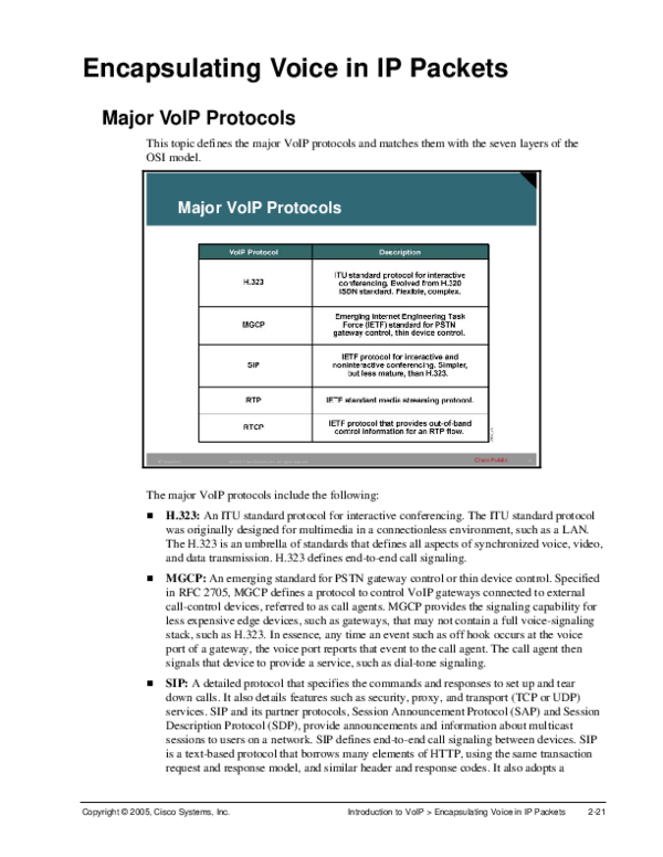 (PDF) Encapsulating Voice in IP Packets Major VoIP Protocols
