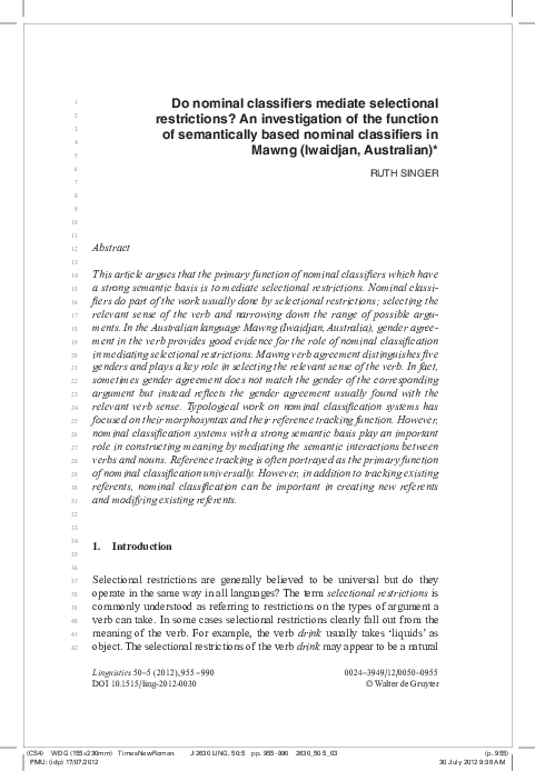 (PDF) Do nominal classifiers mediate selectional restrictions? An ...