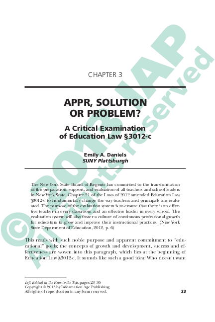 APPR, solution or problem? A critical examination of education law §3012-c