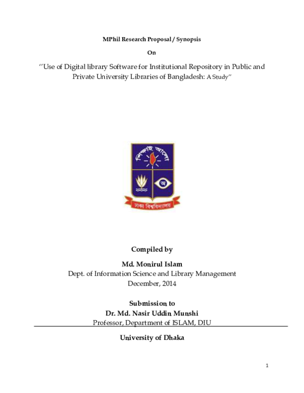 (DOC) 'Use of Digital library Software for Building Institutional ...