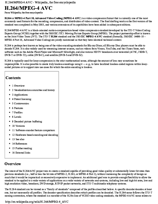 (PDF) H.264/MPEG-4 AVC
