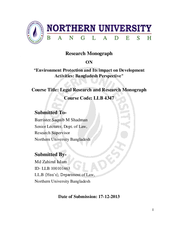 (PDF) Research Monograph ON "Environment Protection and Its impact on ...