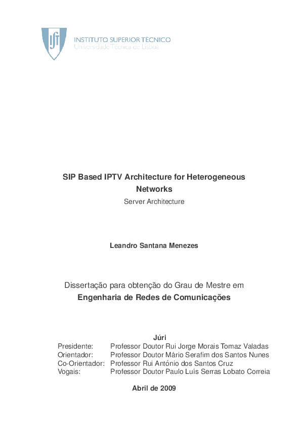 Pdf Sip Based Iptv Architecture For Heterogeneous Networks Server Architecture Hoa Tran