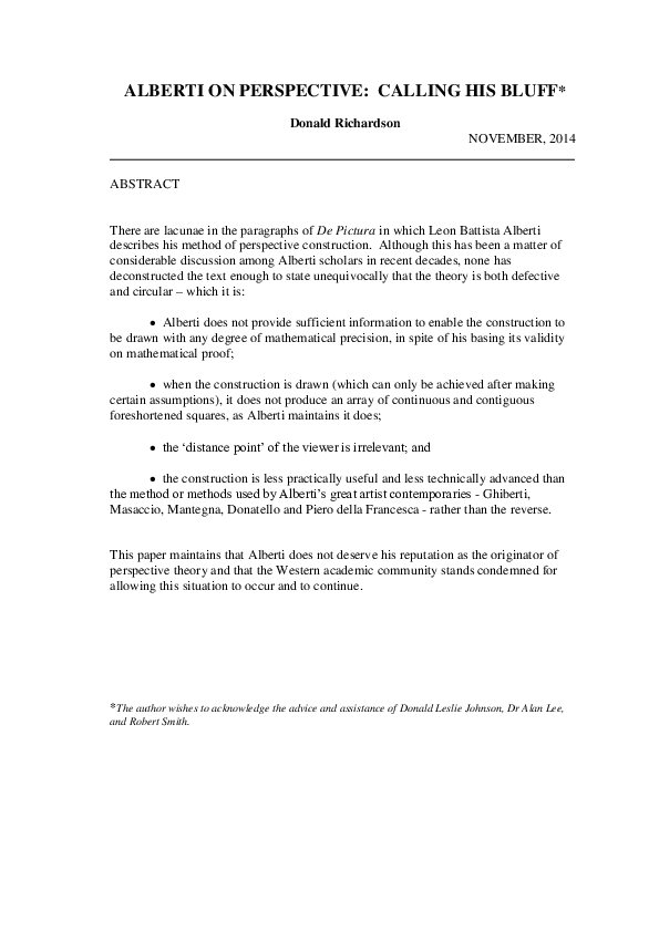 (DOC) Alberti on Perspective: Calling his Bluff