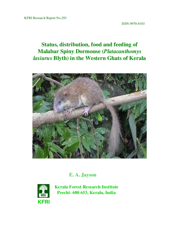 (PDF) Status, distribution, food and feeding of Malabar Spiny Dormouse ...