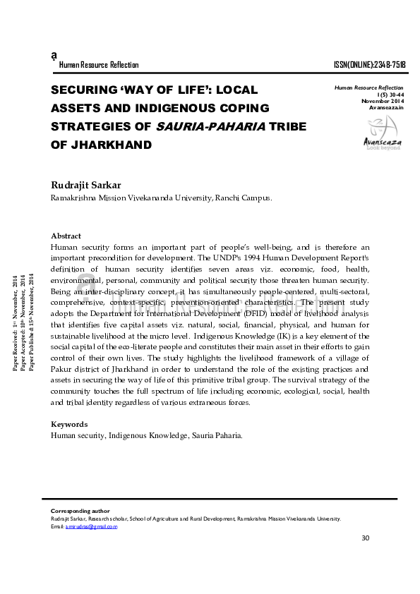 (PDF) Securing 'way of life': Local assets and indigenous coping ...