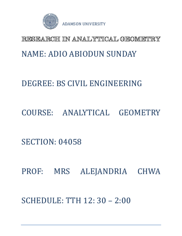 (DOC) analytical geometry research work