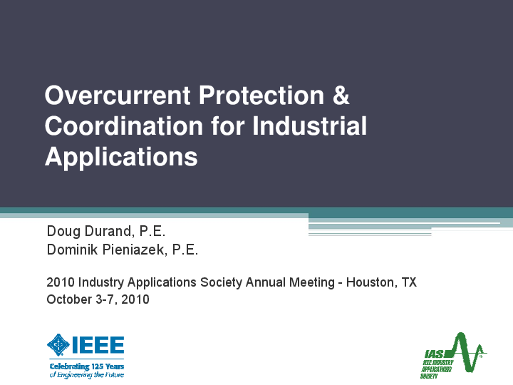 Pdf Overcurrent Protection And Coordination For Industrial Applications
