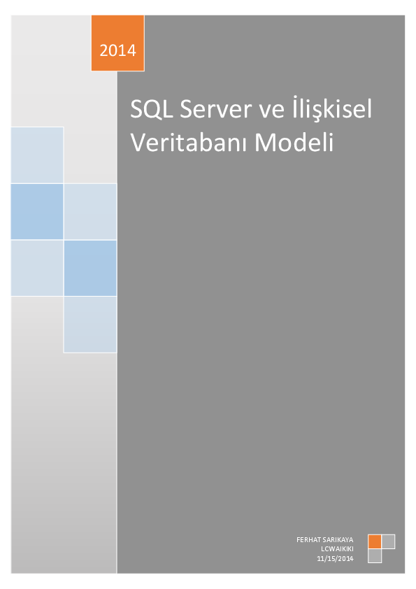 (DOC) SQL Server ve İlişkisel Veritabanı Modeli