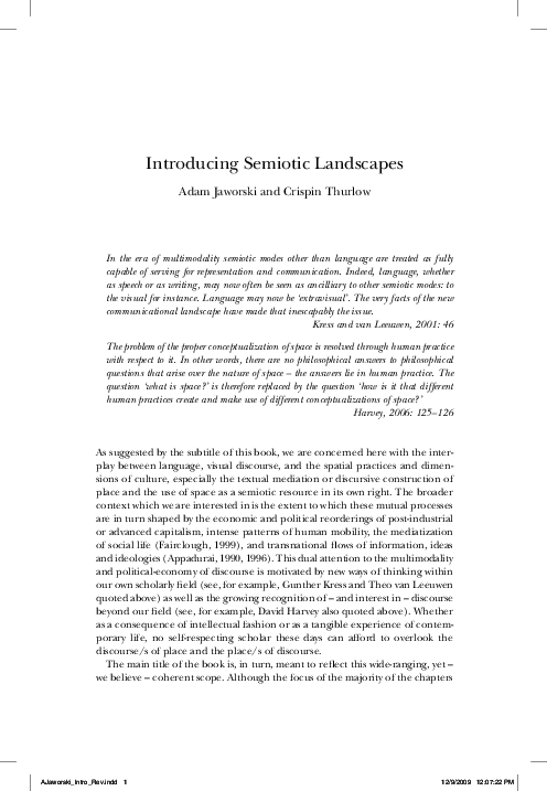 (PDF) Introducing semiotic landscapes | Crispin Thurlow - Academia.edu