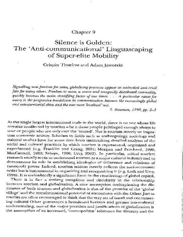 (PDF) Silence is golden: Linguascaping, anti-communication and social ...