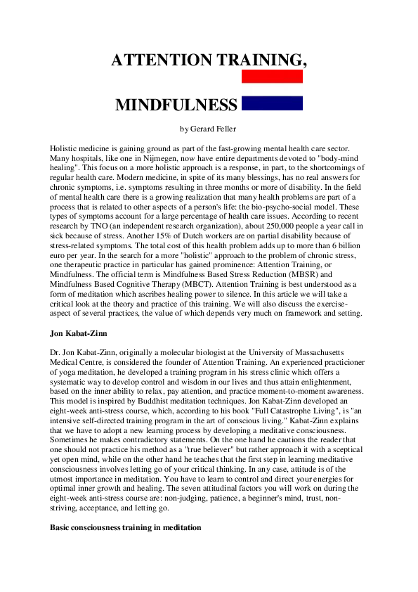 (DOC) Attention training, Mindfulness