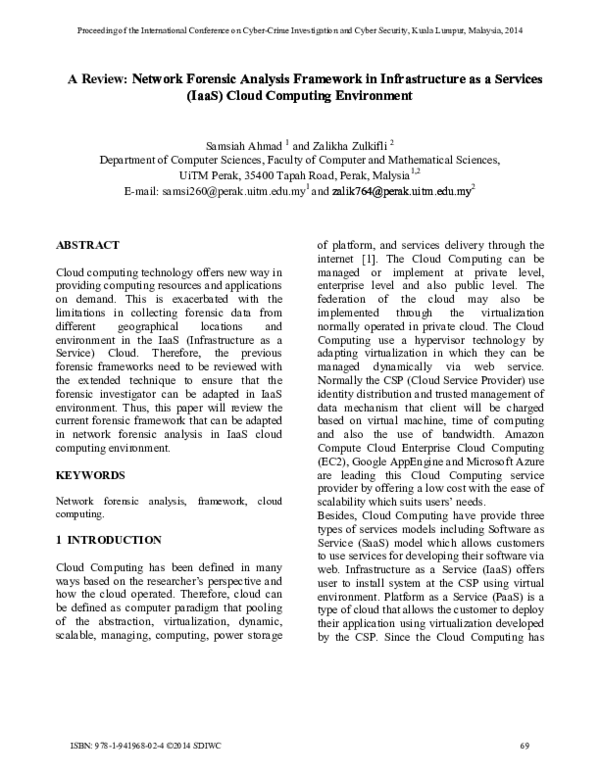 (PDF) Network Forensic Analysis in IaaS Clouds