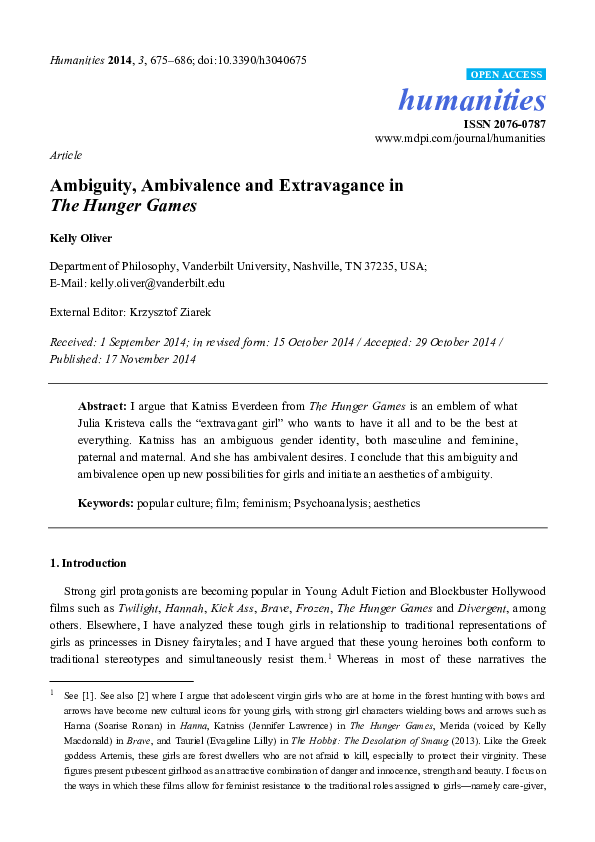 (PDF) Ambiguity, Ambivalence and Extravagance in The Hunger Games