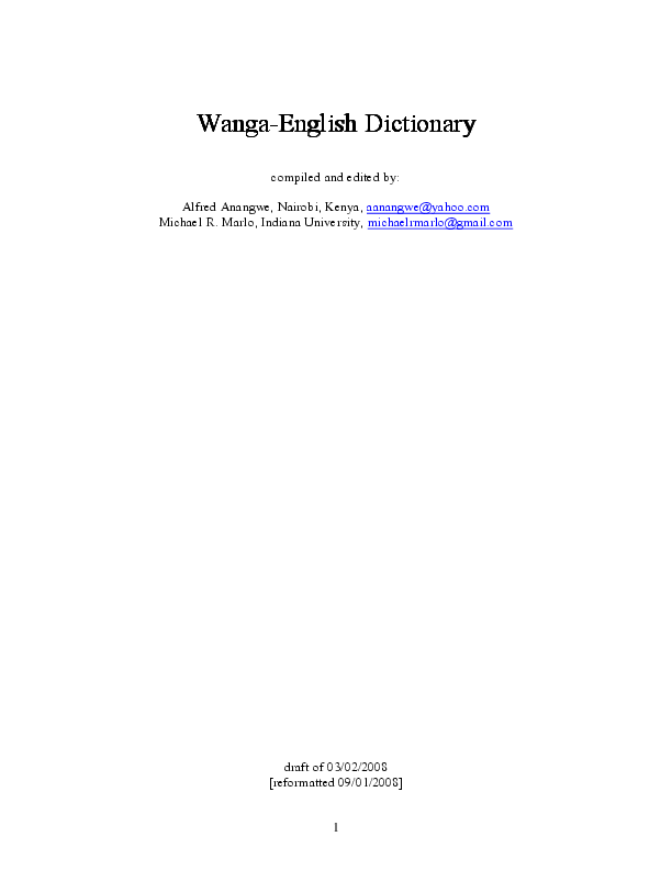 (PDF) Wanga-English Dictionary