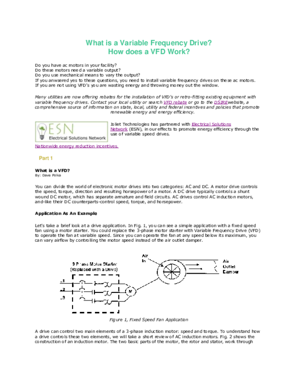 (DOC) What is a Variable Frequency Drive? How does a VFD Work
