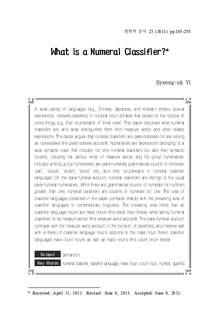 (PDF) What is a numeral classifier?
