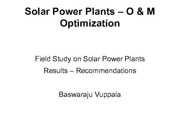 (PDF) Solar Power Optimization