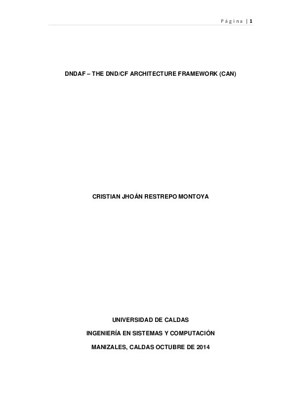 P DNDAF – THE DND/CF ARCHITECTURE FRAMEWORK (CAN