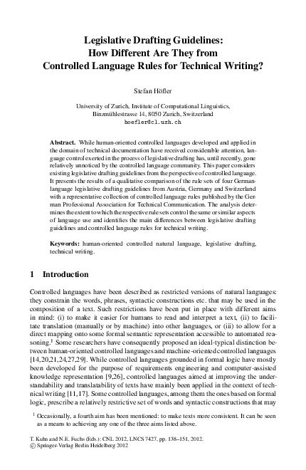 Legislative drafting guidelines: How different are they from controlled language rules for ...