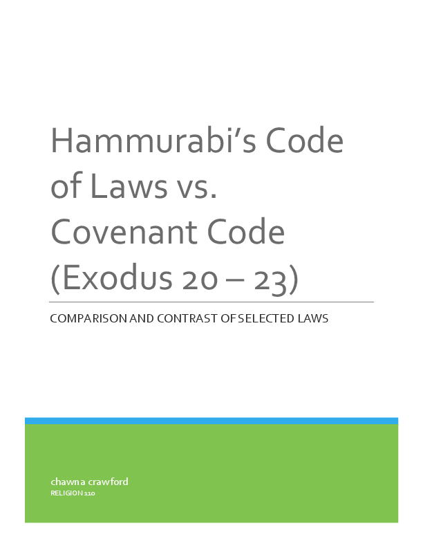 (PDF) Hammurabi vs. Covenant Code